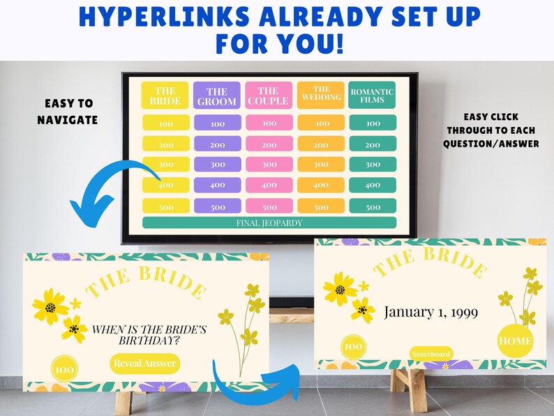 Floral Bridal Shower Games for Bachelorette Jeopardy Slideshow Editable ...