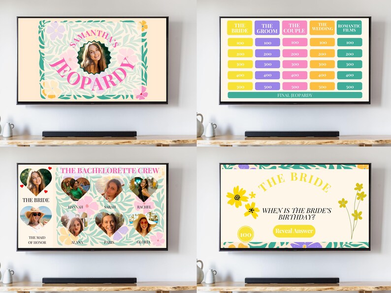 Floral Bridal Shower Games for Bachelorette Jeopardy Slideshow Editable ...