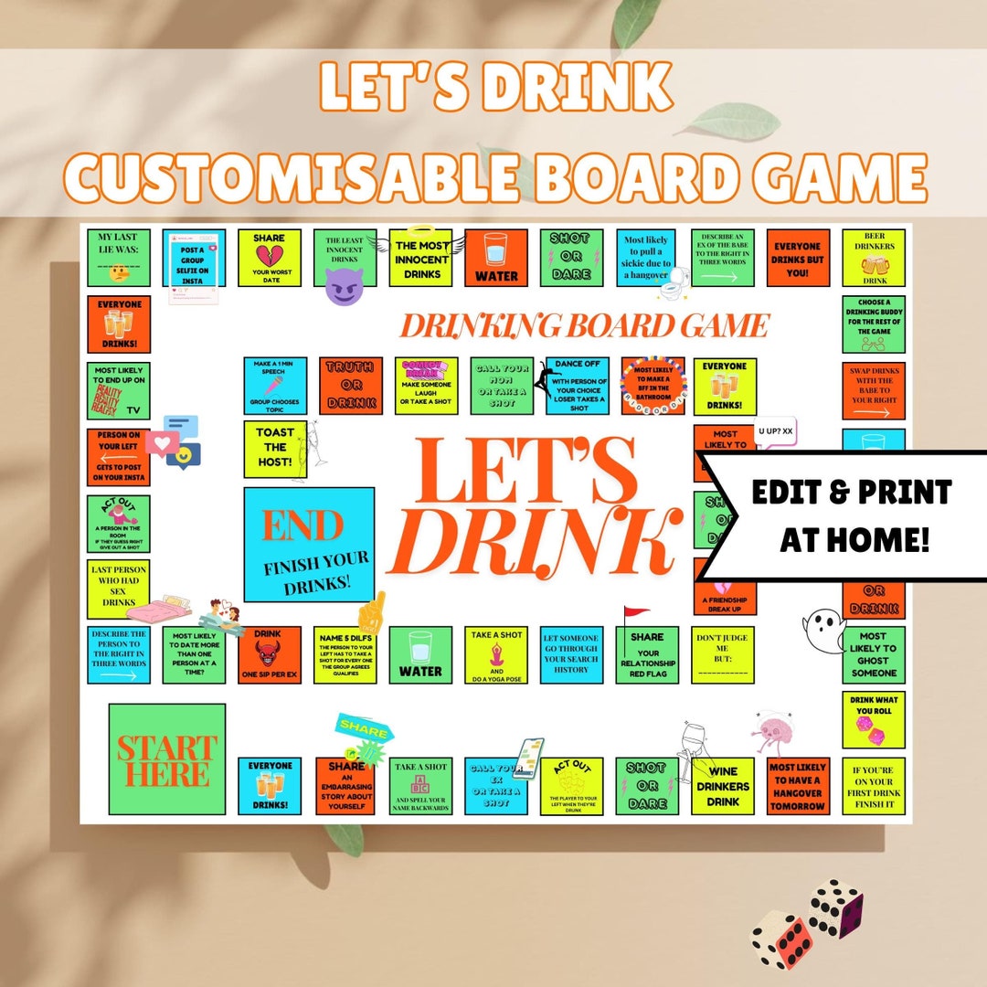 Drinking Party Game Digital Download Printable Adult Board Games Ladies ...