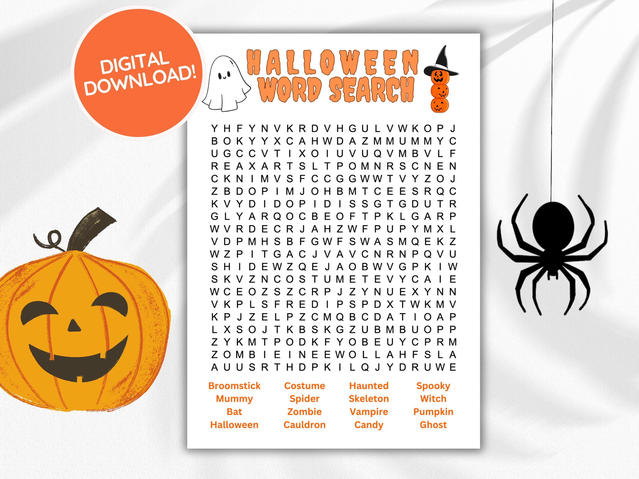 Halloween Word Search Game for Kids Halloween Party Games Printable ...