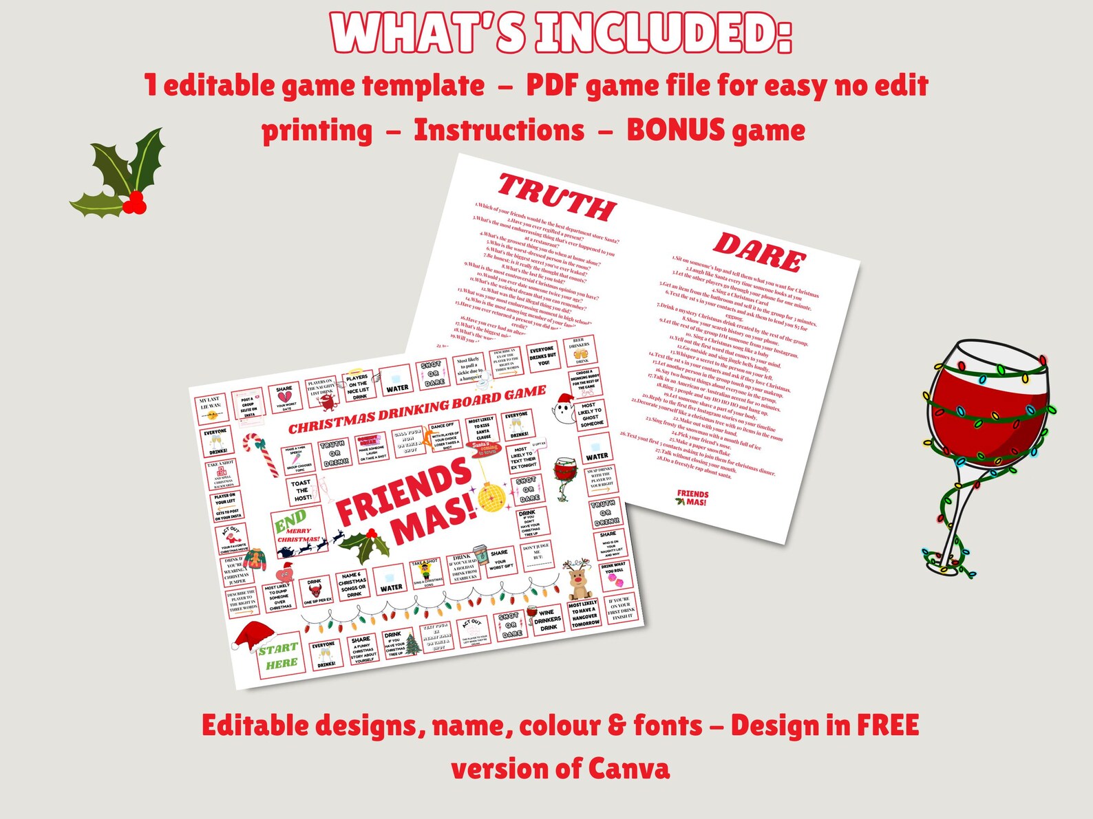 Friendsmas Christmas Party Game for Adults Drinking Games Fun Christmas ...