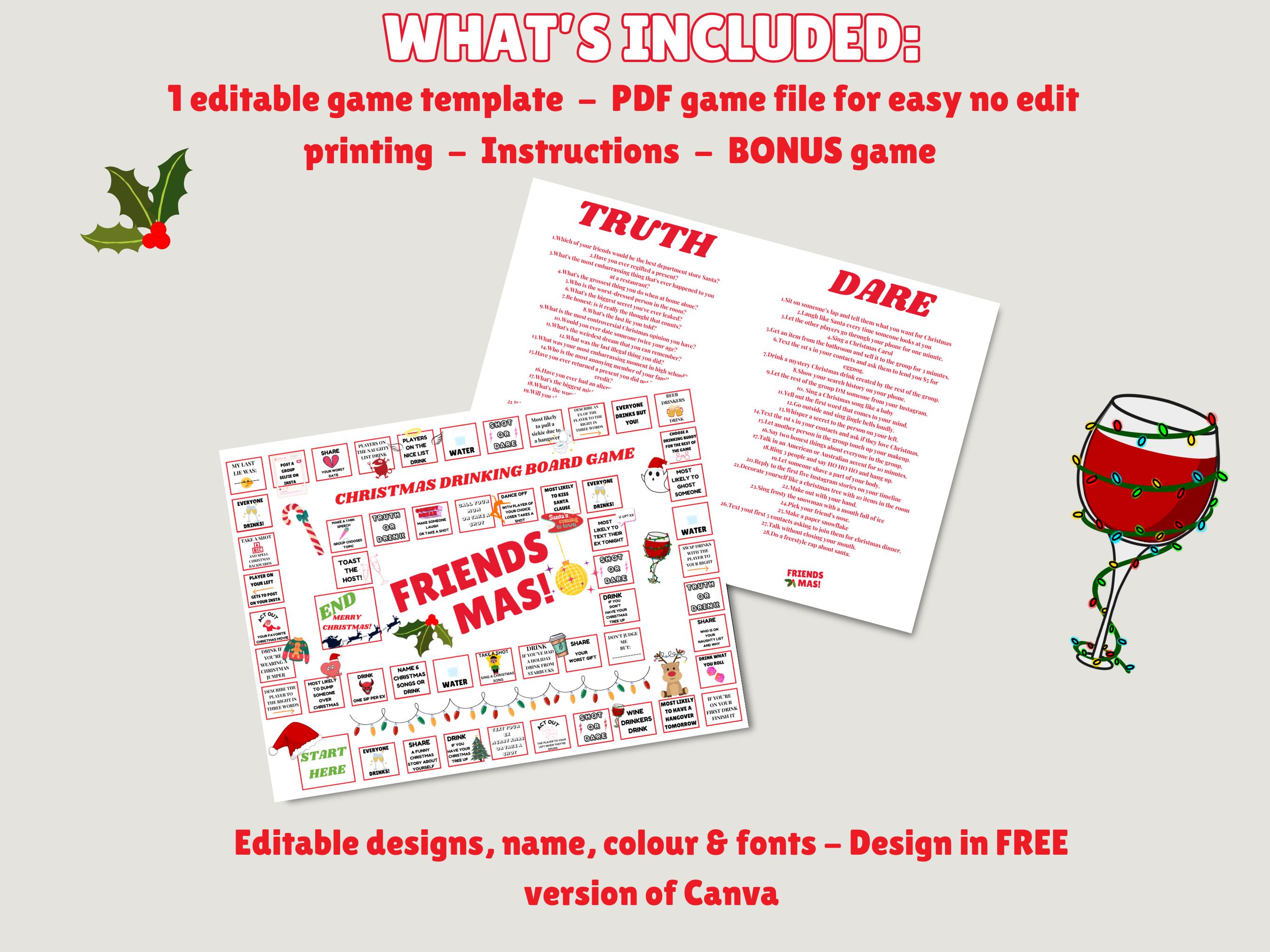 Friendsmas Christmas Party Game for Adults Drinking Games Fun Christmas ...