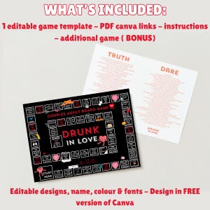 Date Night Game Drunk in Love Couples Drinking Board Game Printable ...
