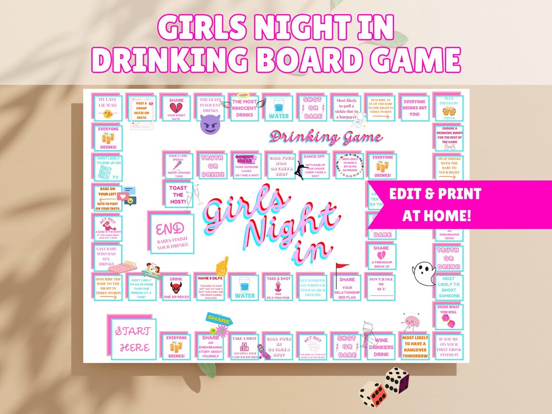 Girls Night in Party Games Ladies Night Games Printable Editable Board ...