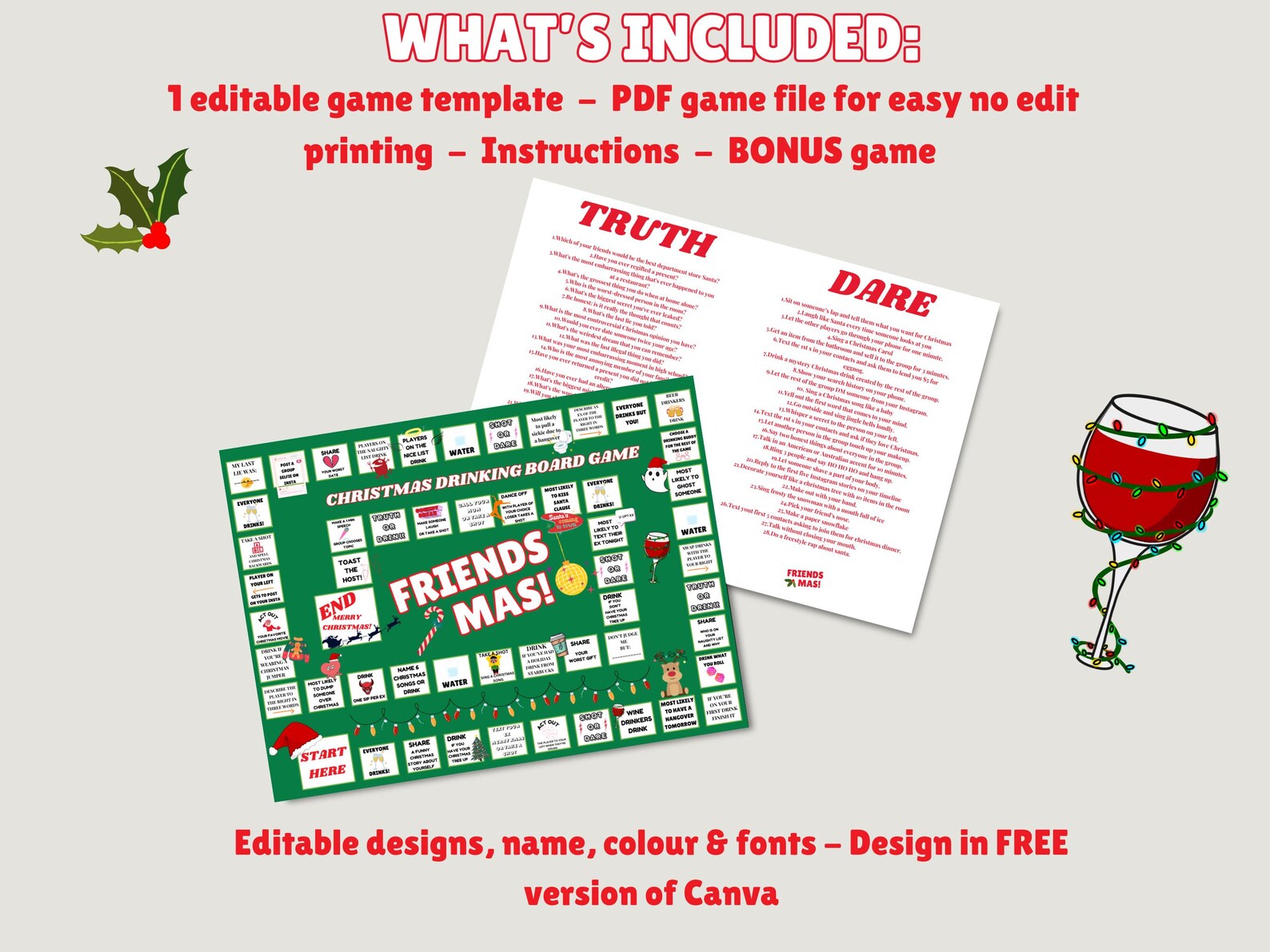 Christmas Party Game for Adults Friendsmas Drinking Games Fun Christmas ...
