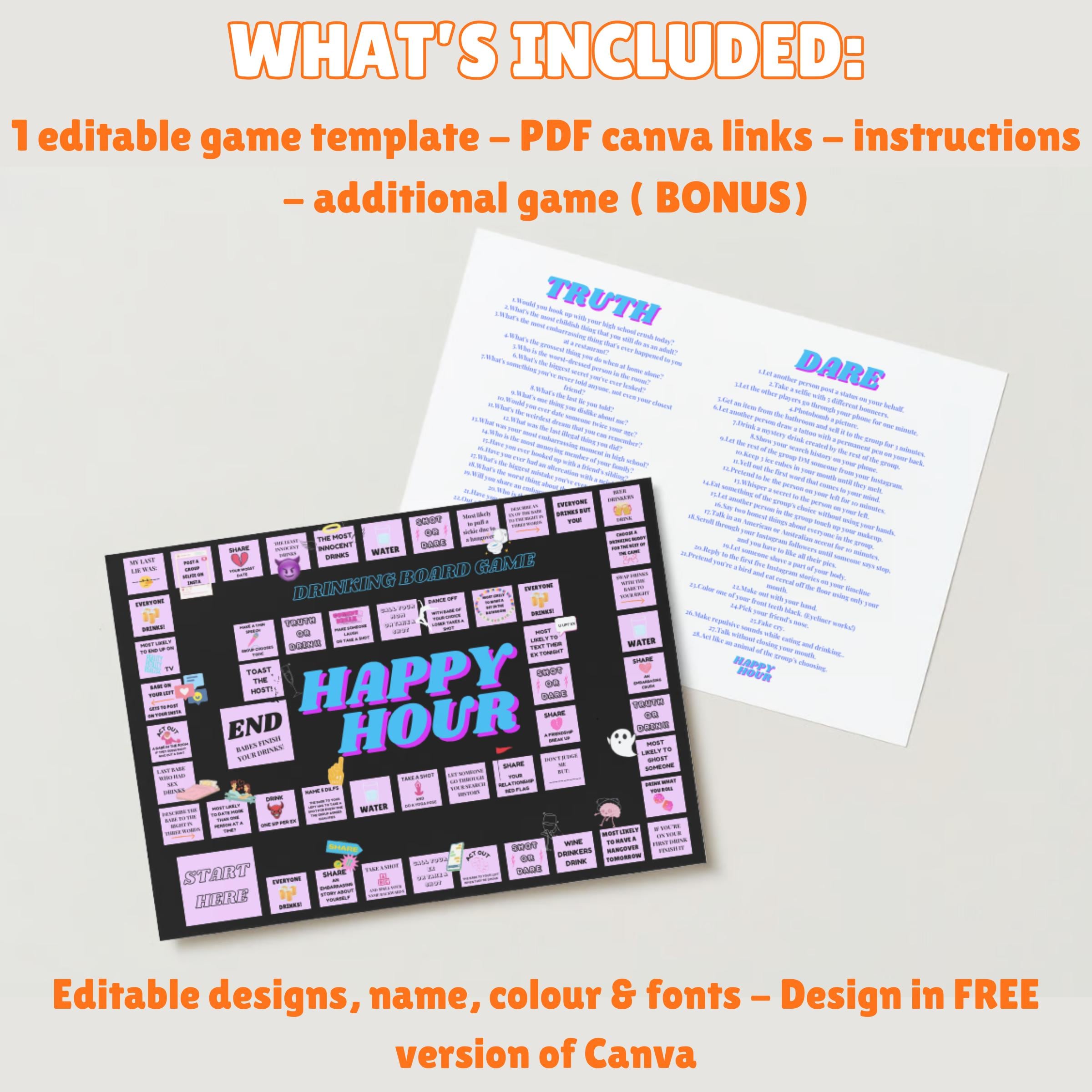 Drinking Party Game Digital Download Printable Adult Board Games Ladies ...