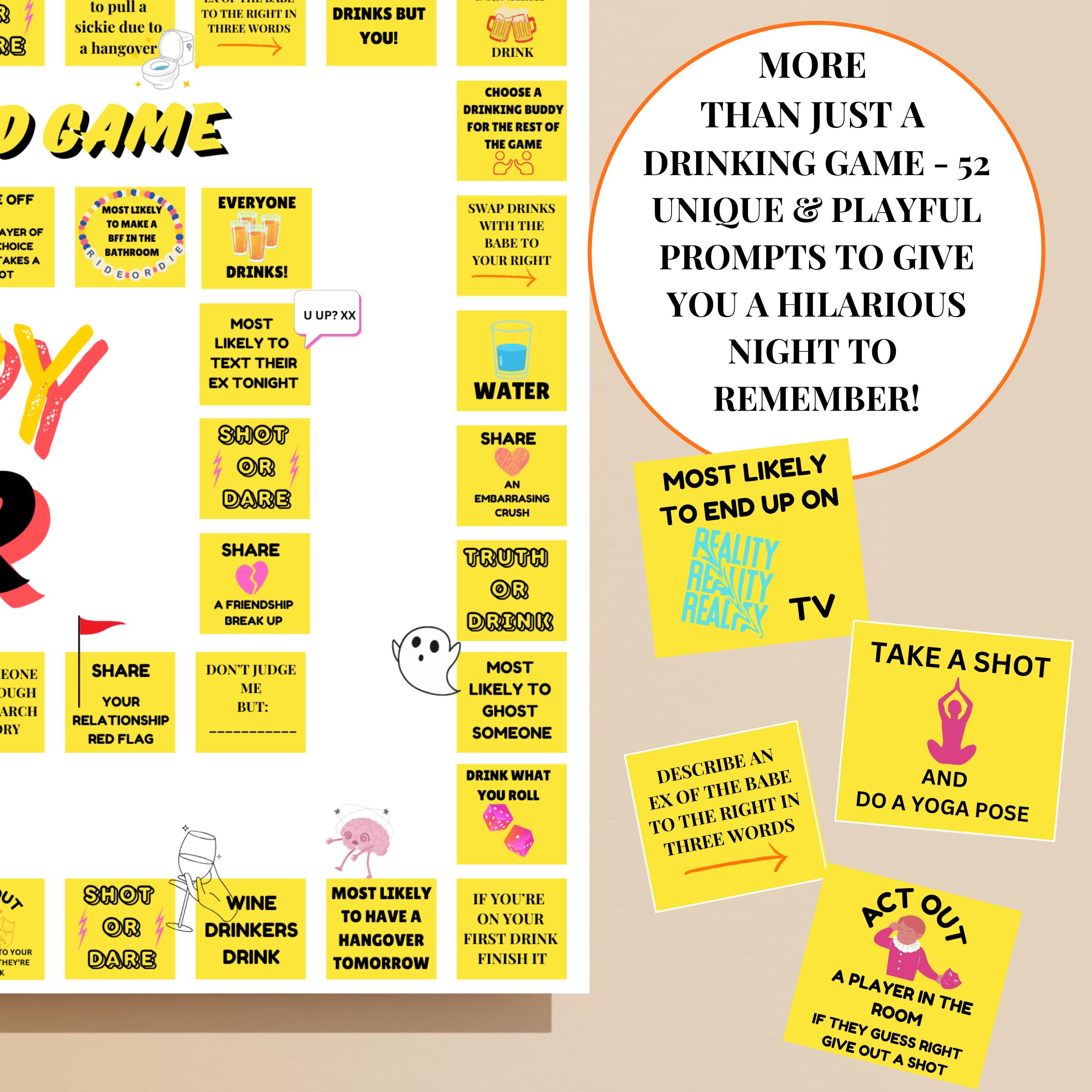 Drinking Party Game Digital Download Printable Adult Board Games Ladies ...