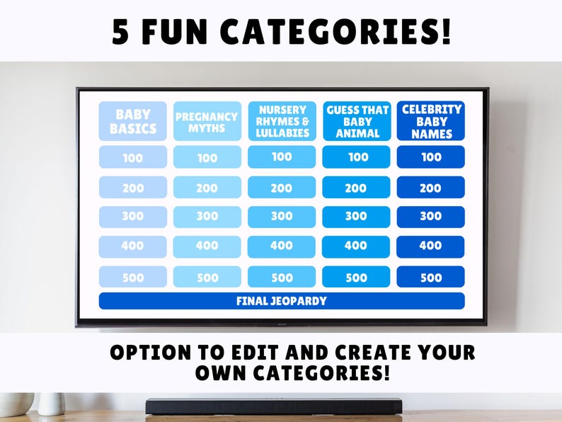 Baby Shower Jeopardy Games for Childrens Editable Powerpoint Template ...