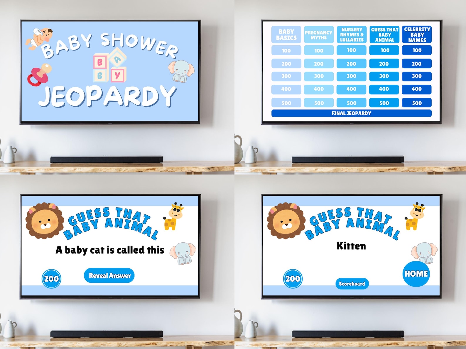 Baby Shower Jeopardy Games for Childrens Editable Powerpoint Template ...