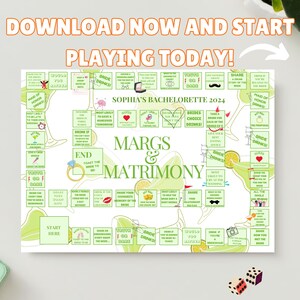 Margs and Matrimony Bachelorette Party Games Printable Editable Board ...