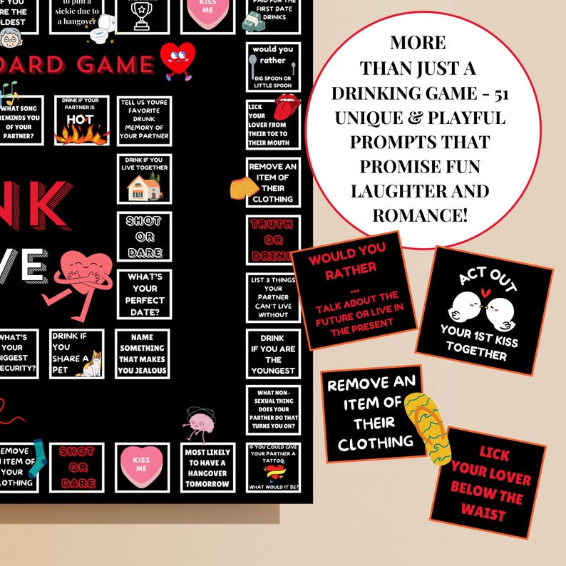 Date Night Game Drunk in Love Couples Drinking Board Game Printable ...