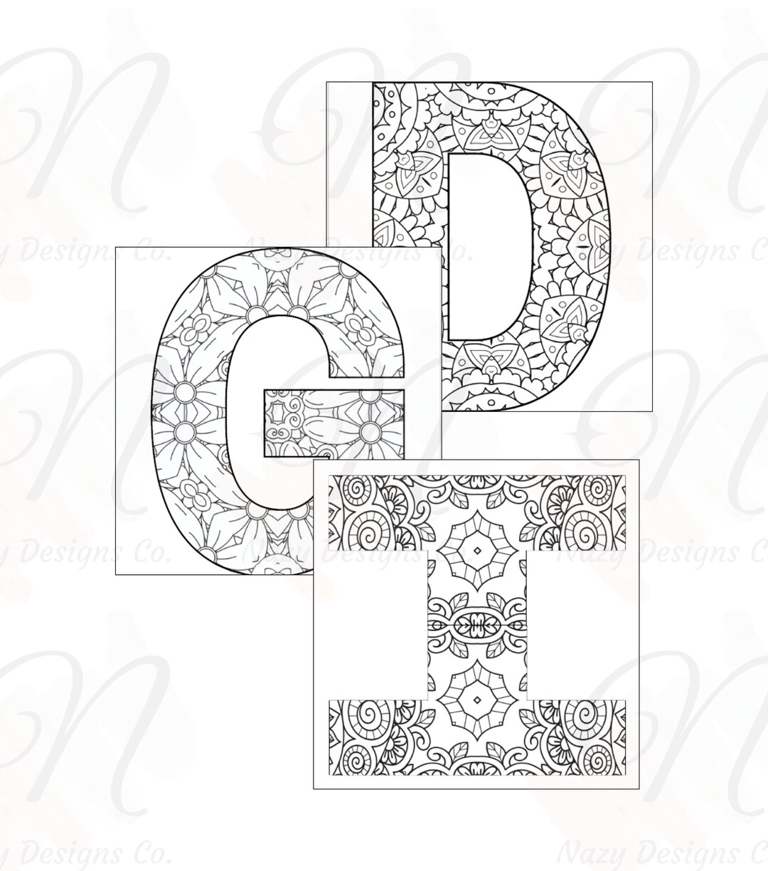 A-Z Letters Mandala Coloring Pages, Back to School, Letter Practice, 3 ...