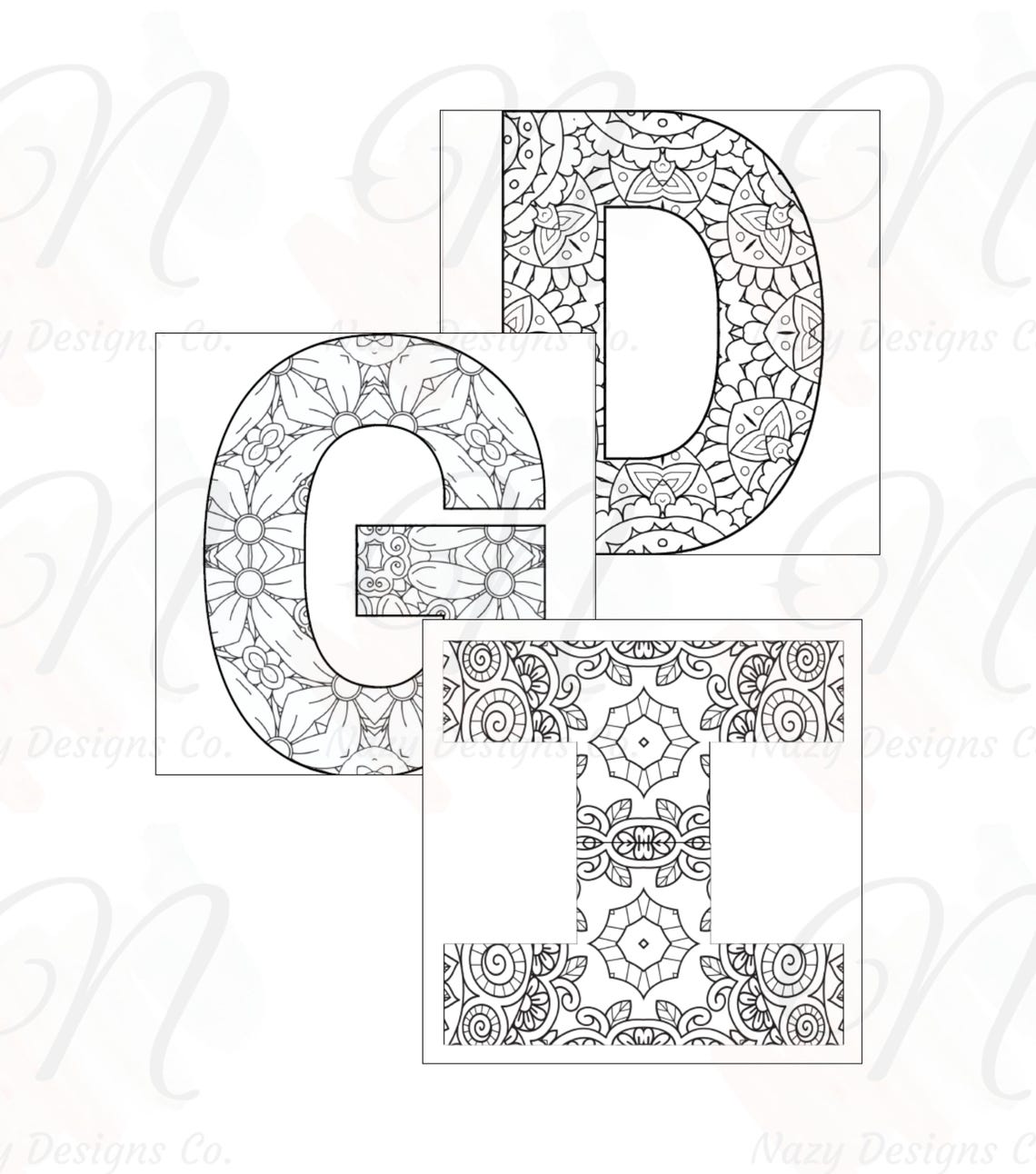 A-Z Letters Mandala Coloring Pages, Back to School, Letter Practice, 3 ...