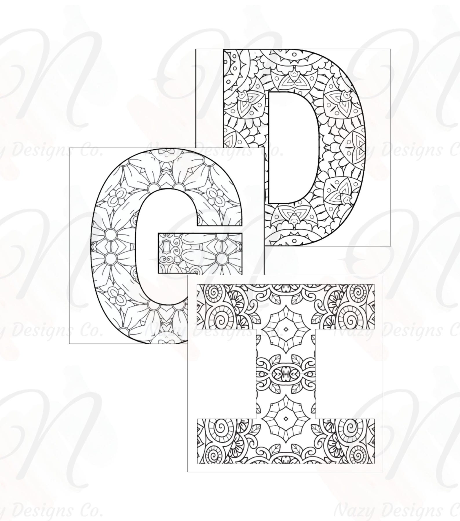 A-Z Letters Mandala Coloring Pages, Back to School, Letter Practice, 3 ...