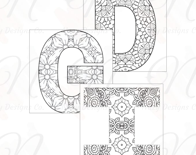 Mandala Letters Coloring Pages A-Z, Stress Relief (digital Download) - Etsy