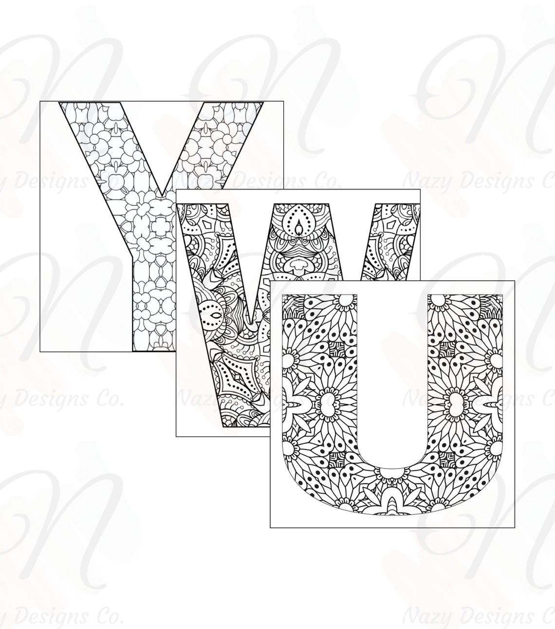 A-Z Letters Mandala Coloring Pages, Back to School, Letter Practice, 3 ...