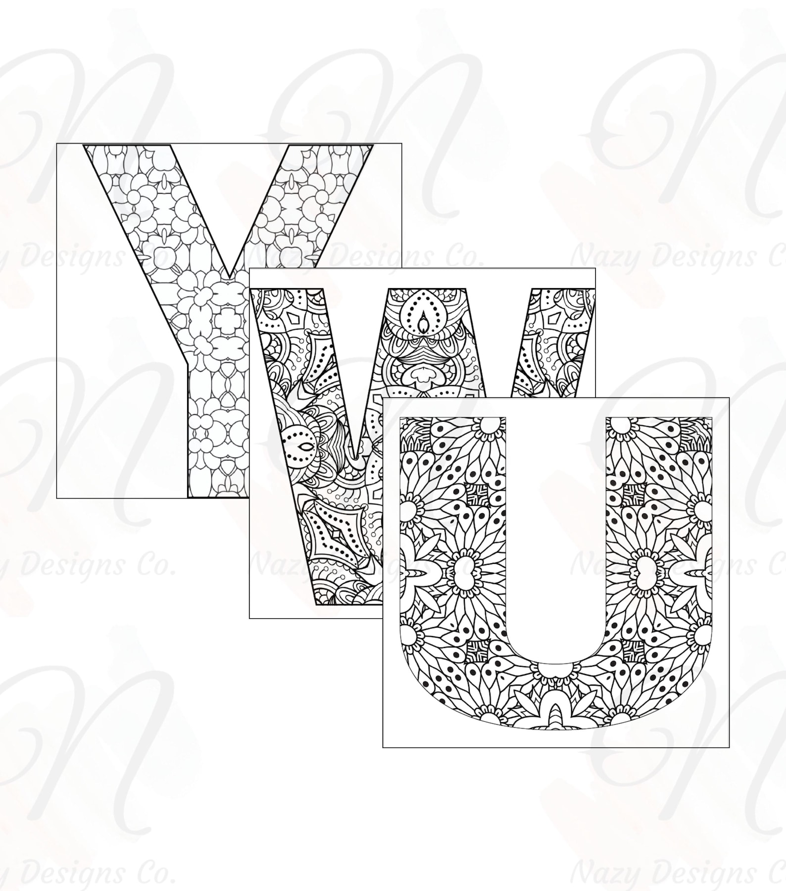 A-Z Letters Mandala Coloring Pages, Back to School, Letter Practice, 3 ...