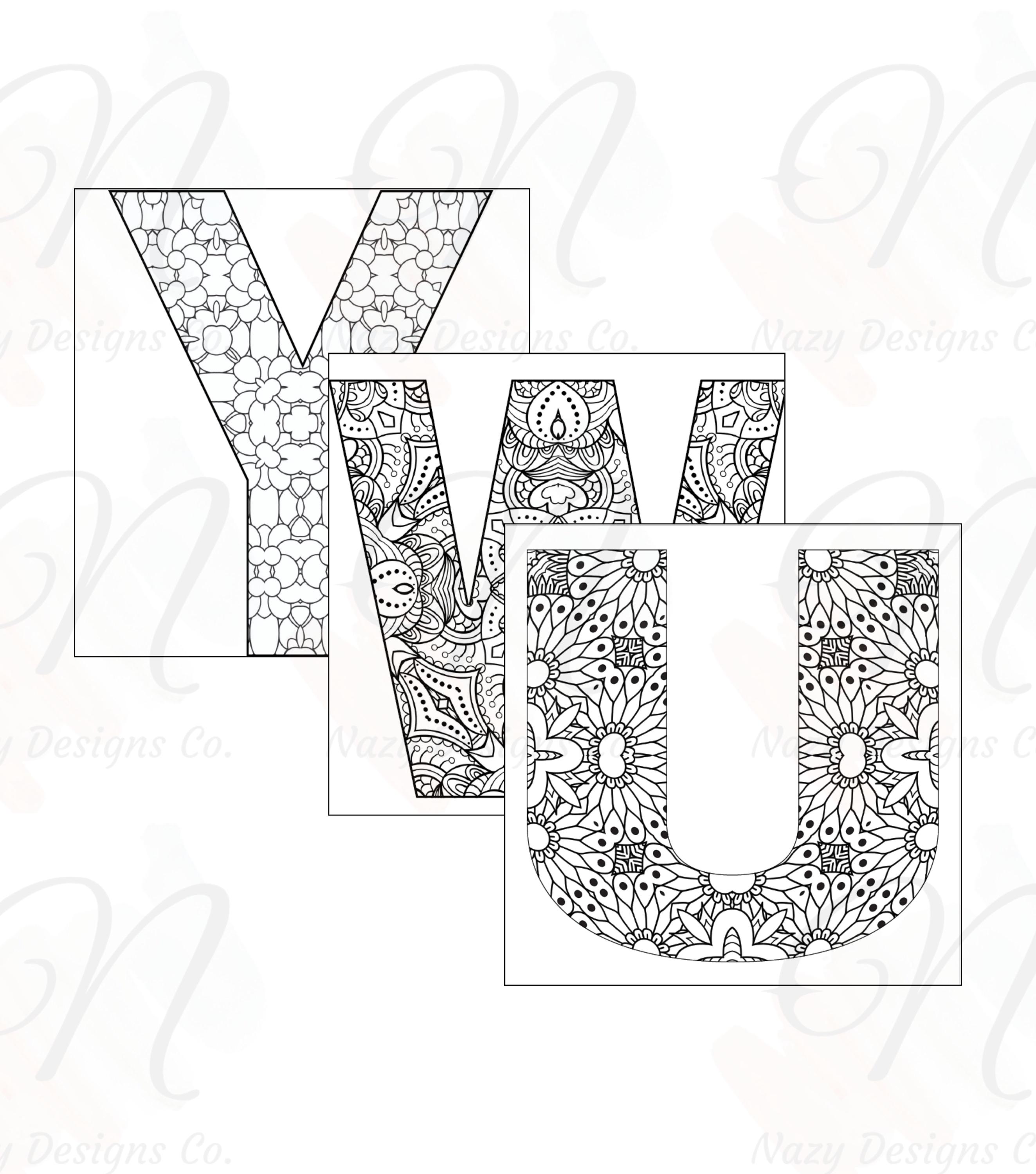 Mandala Letters Coloring Pages A-Z, Stress Relief (digital Download) - Etsy