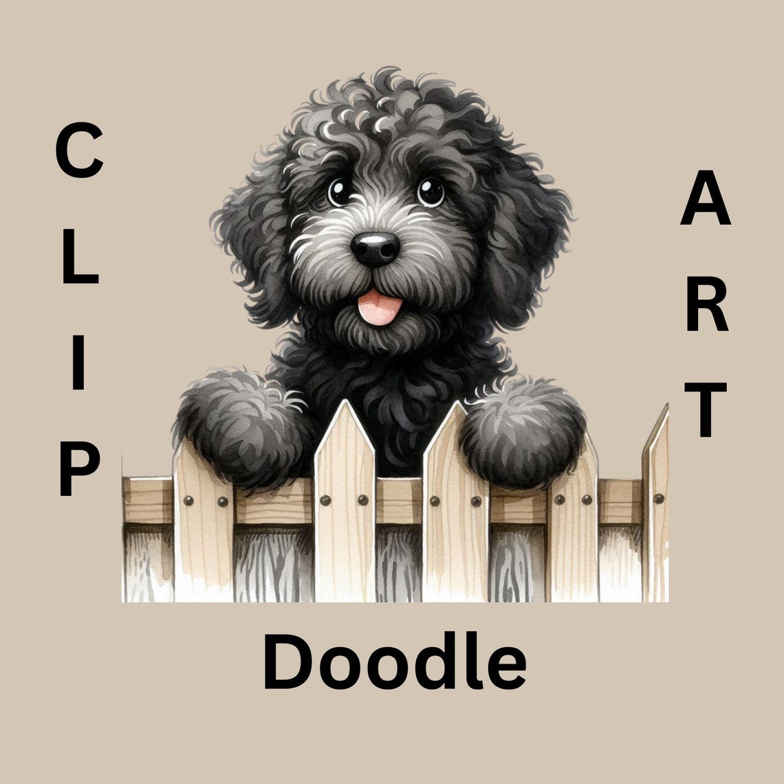 Doodle Dog Clip Art, Labradoodle Puppy Doggy, Watercolor Golden Doodle ...