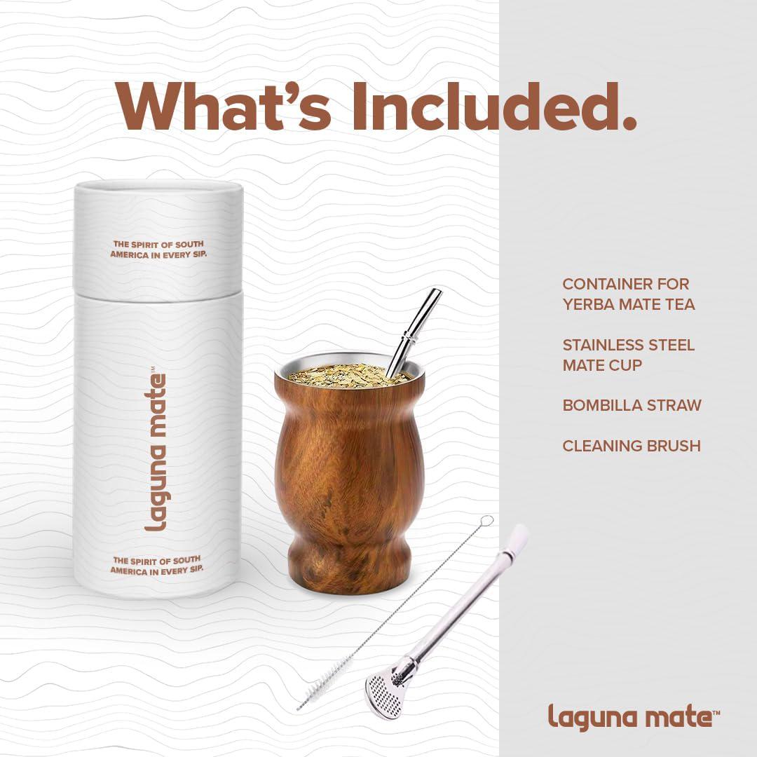 Stainless Steel Yerba Mate Cup and Bombilla Set - Wood Color Pattern - Etsy