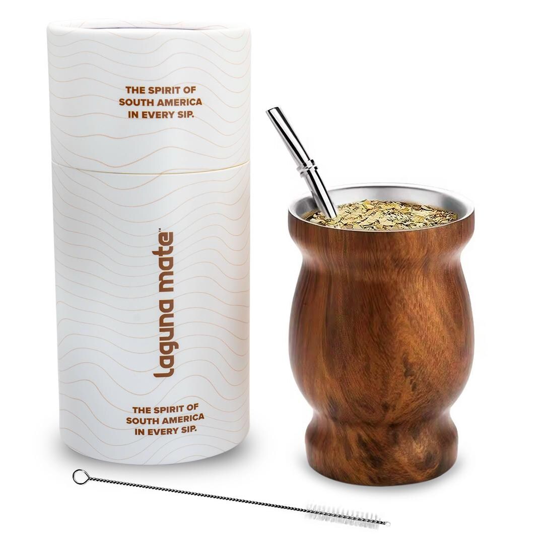 Stainless Steel Yerba Mate Cup and Bombilla Set - Wood Color Pattern - Etsy