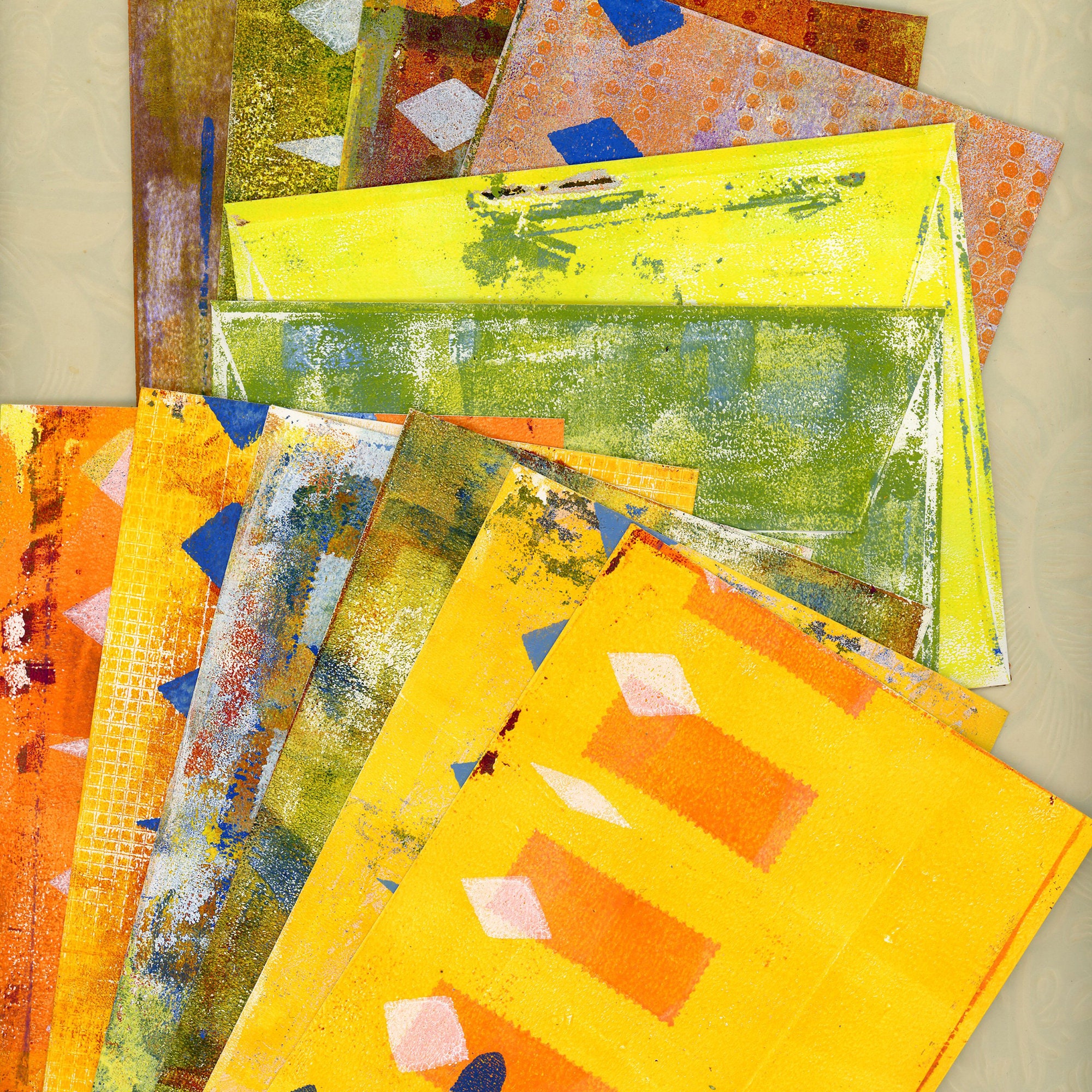 Original Hand Painted A2 Envelopes, Abstract Painted Envelopes, Snail ...