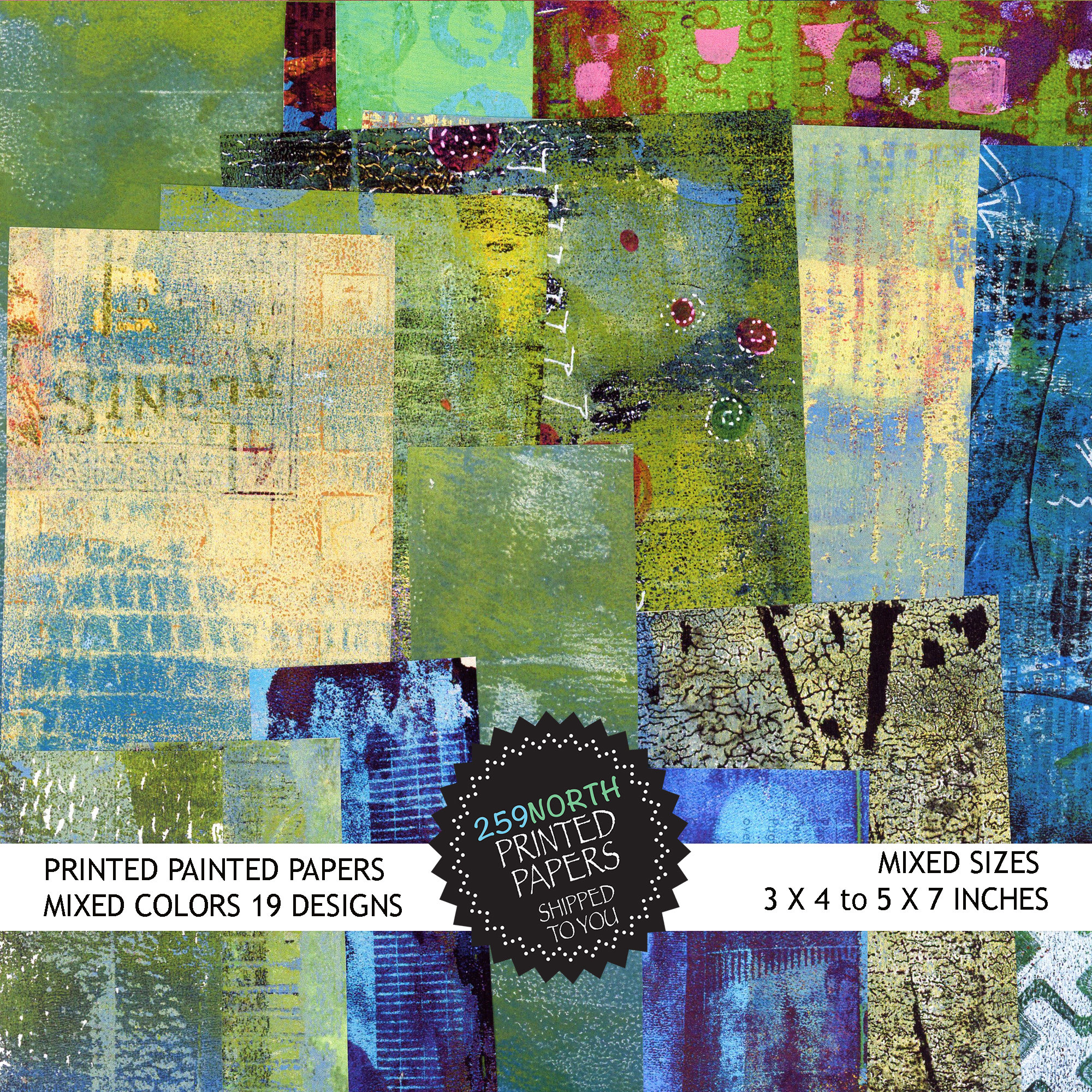 Printed Collage Papers, Printed Painted Papers, Mixed Media, Junk Art ...