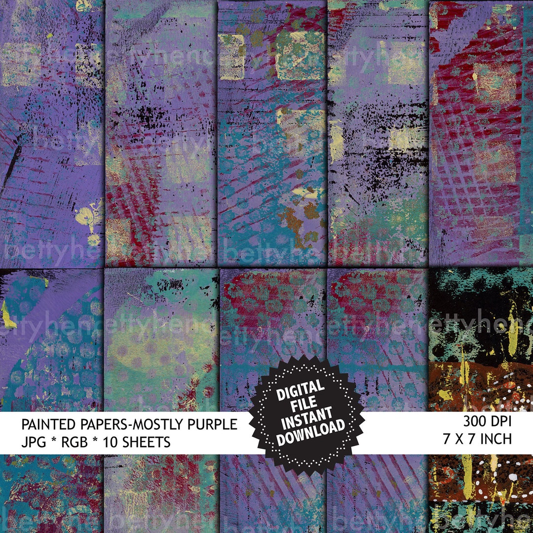 Hand Painted Collage Papers, Junk Journal Mixed Media Collage Digital ...