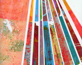 Printable Painted Collage Paper, Mixed Media Ephemera, Blue Yellow ...