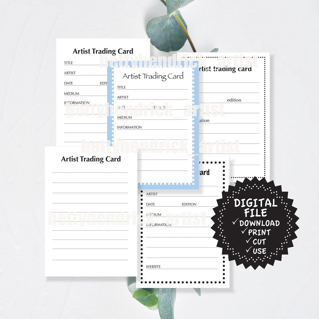 Artist Trading Cards Backs, ATC Card Backs, Digital Artist Trading ...