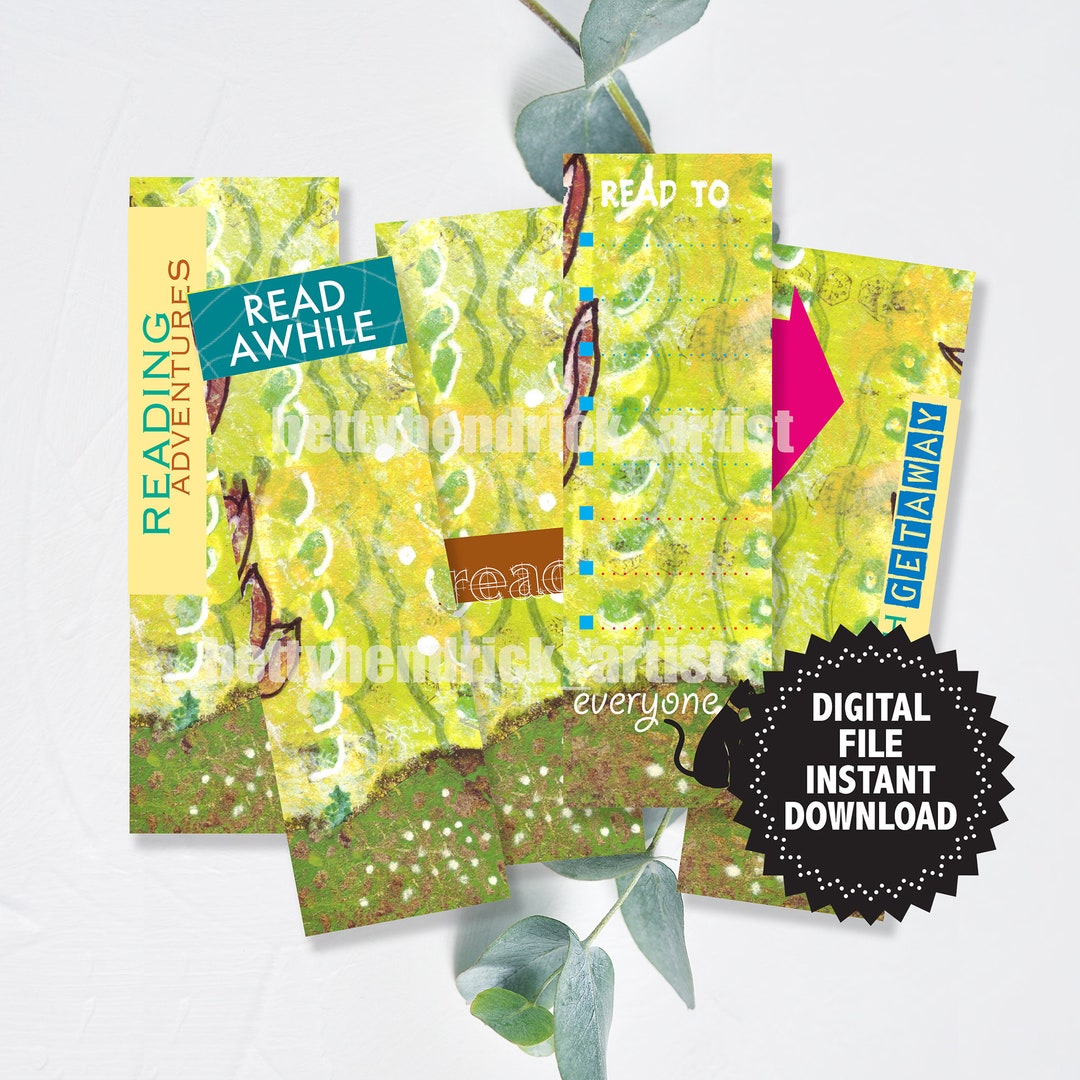 Printable Hand Painted Abstract Twig Tags, Travel Bookmarks Tags ...