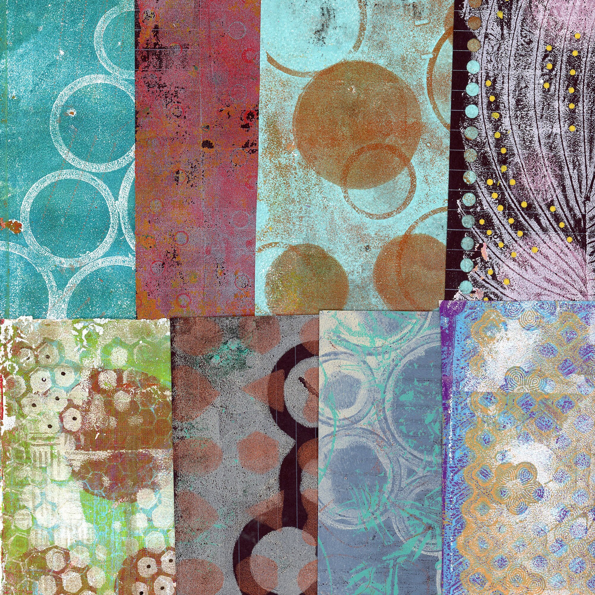 Printed Collage Papers, Printed Painted Papers, Mixed Media, Junk Art ...