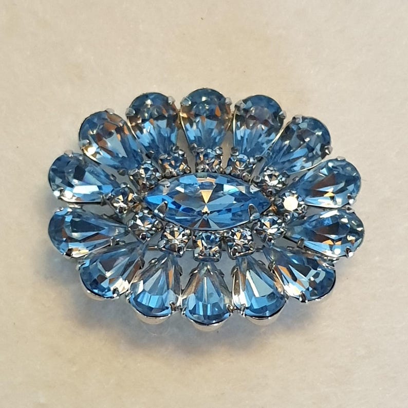Rare Vintage SHERMAN Blue Crystal Flower Brooch – Iconic Canadian ...