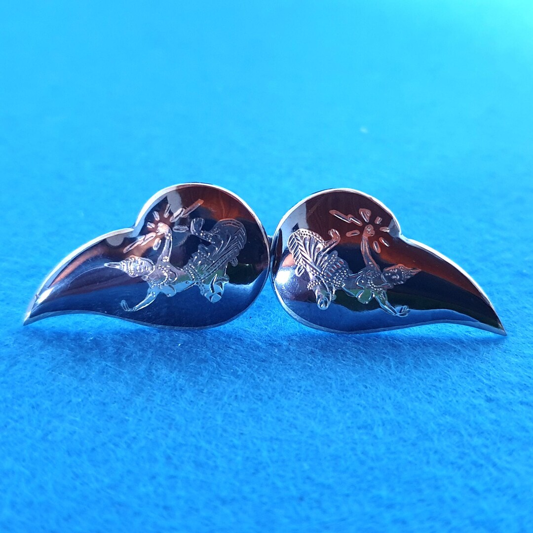 Vintage Siam Sterling Silver Mekkala Goddess Earrings | Thai Niello ...