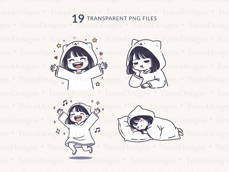 Kawaii Chibi Girl Clipart | Everyday & Seasonal PNG Files (digital ...