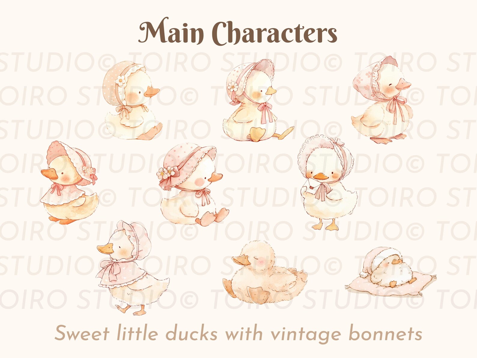 Watercolor Duck Clipart | Pastel Baby Ducks With Flowers (PNG) - Etsy