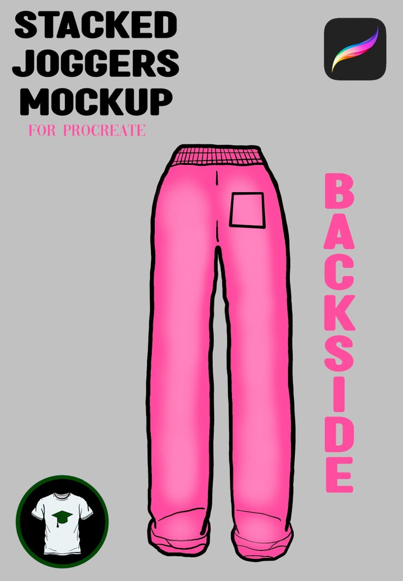 Stacked Joggers Mockup, Procreate PNG Template, Streetwear Tech Pack - Etsy