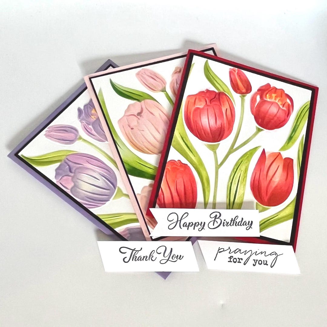 Embossed Tulips 3D Card - Etsy