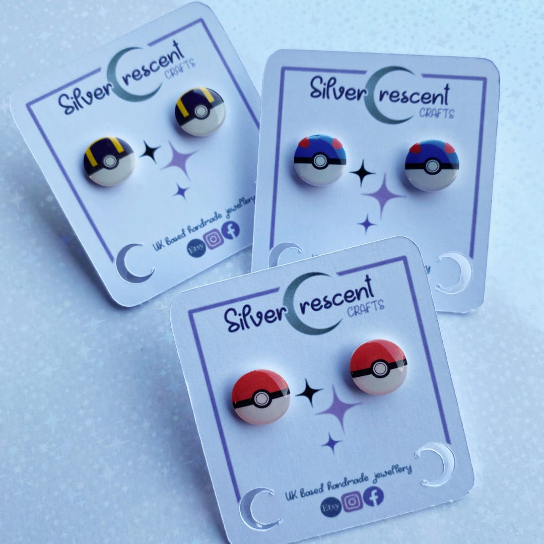 Handmade Shrinky Dink Plastic Catching Ball Stud Earrings, Geeky Gamer ...