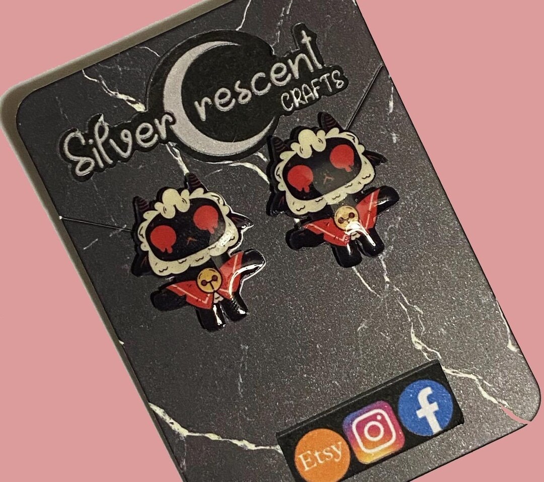 Cult of the Lamb Inspired Ritual Lamb Mini Stud Earrings, Resin Shrinky ...
