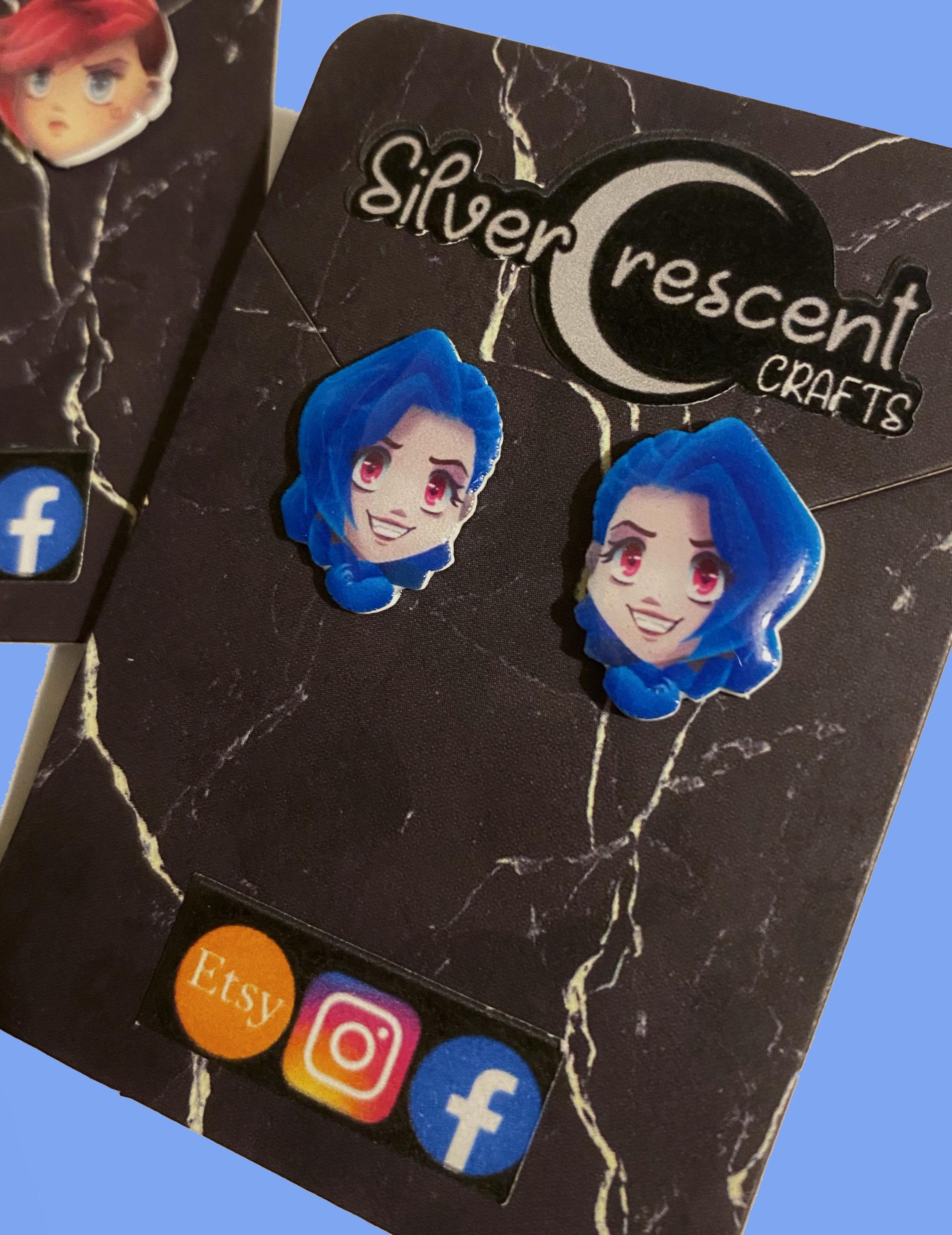 Arcane League of Legends Inspired Jinx and Vi Cute Chibi Earrings ...