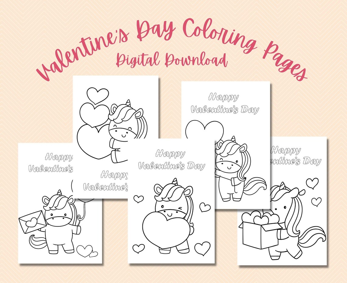 Valentine's Day Coloring Pages, Valentine Printable Activity, Kid's ...