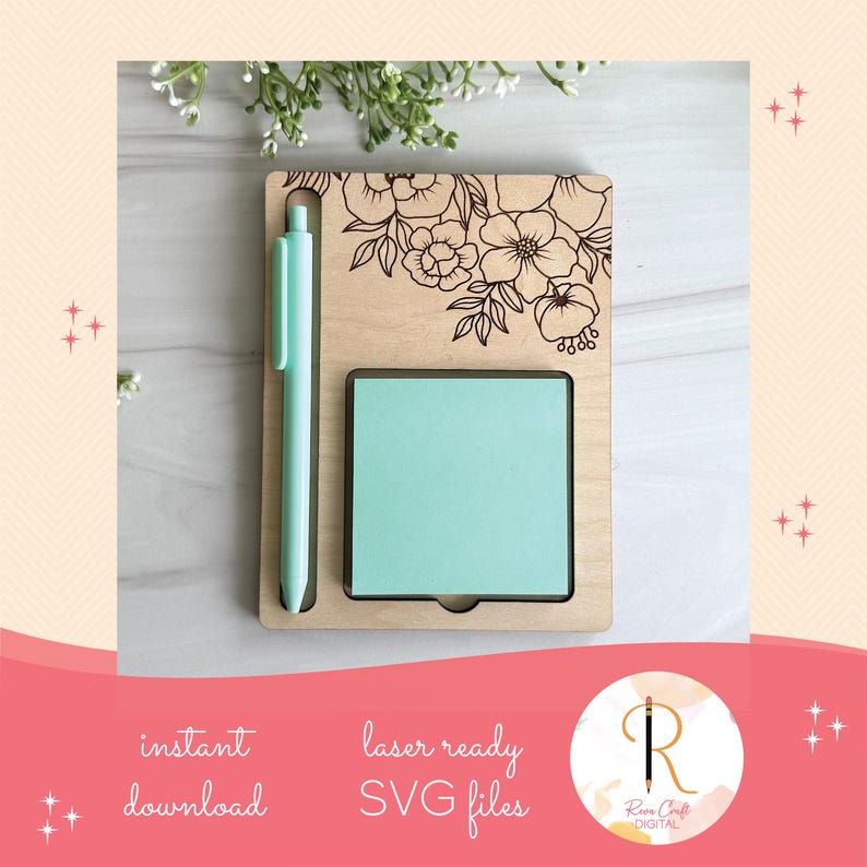 Sticky Note Holder SVG, Floral Notepad Holder SVG, Teacher Appreciation ...