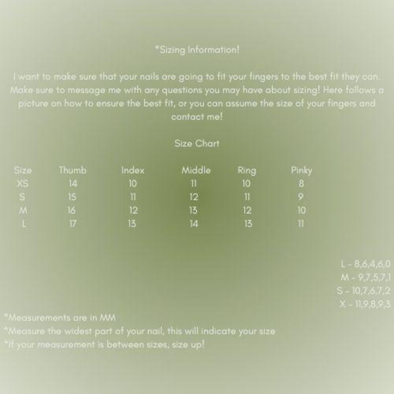 Sizing Chart! - Etsy