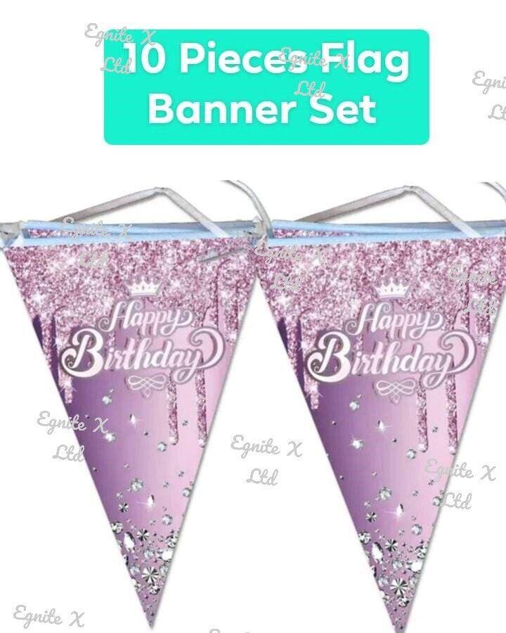PURPLE Glitz Girls Happy Birthday Party Supplies Tableware Decorations ...