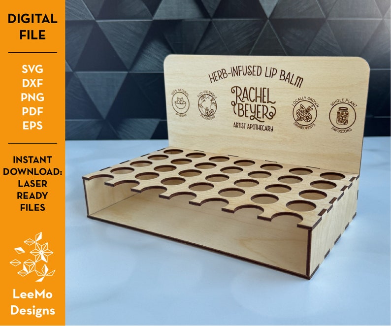 Laser Cut Wooden Display Stand for Lip Balm - Holds 35 Balms, Instant ...