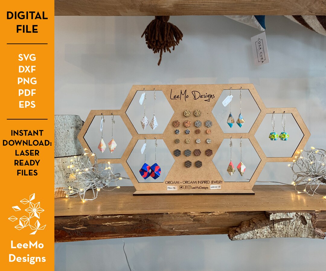 Earring Holder SVG for 6 Dangles and 12 Studs - Unique Wood Jewelry ...