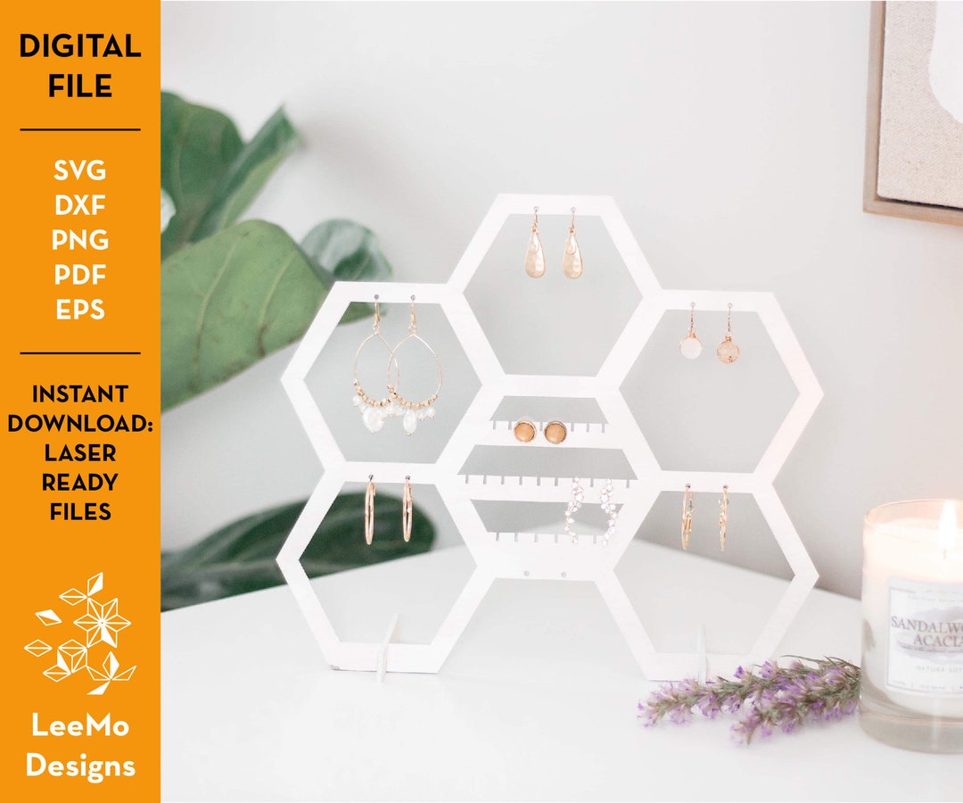 Earring Display SVG File for Jewelry Stand, Holds 5 Dangles & Studs ...