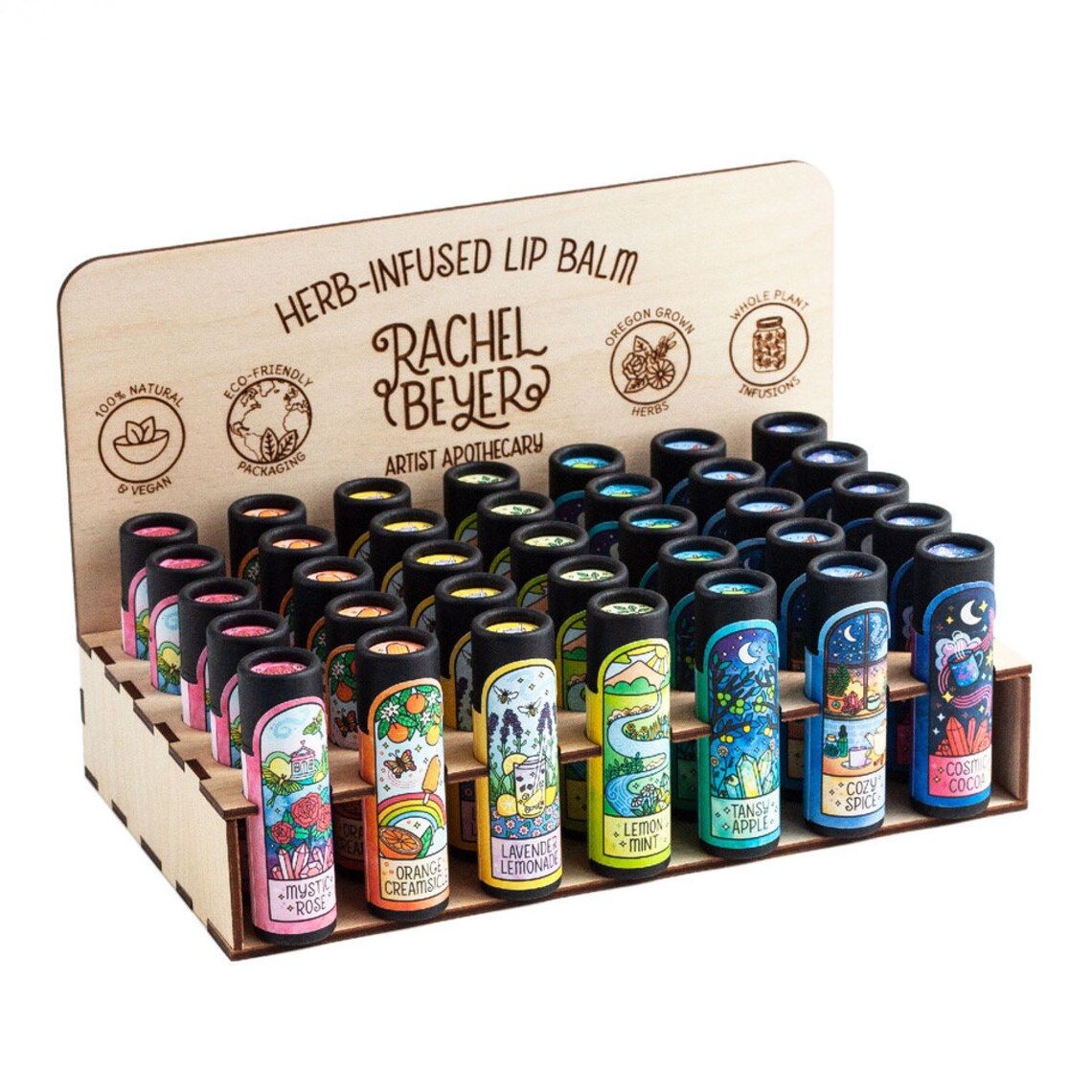 Laser Cut Wooden Display Stand for Lip Balm - Holds 35 Balms, Instant ...