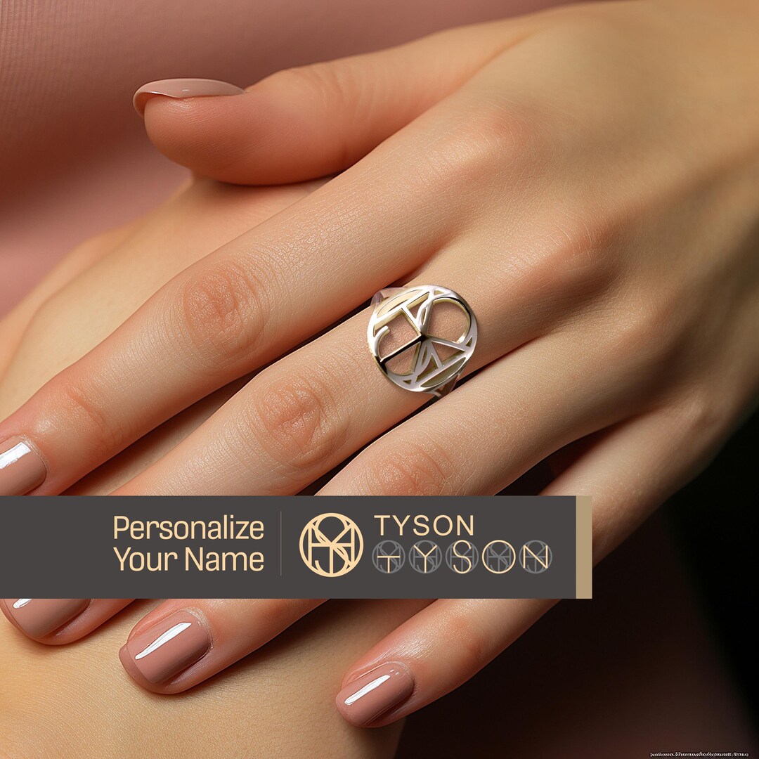 Personalized Name Logo Ring,name Logo Ring,name Ring,rose Gold Gift for ...
